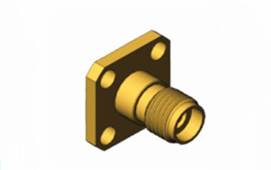 K2.92 Series Gold Plated 4-hole Flange Brass RF Coaxial Connector For 2 Semi - Rigid / Flexible ...