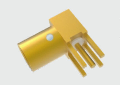 Right Angle SMP Male Connector for PCB, 40GHz, Limited Detent