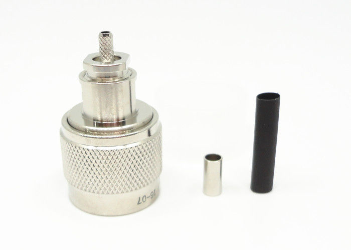 Crimp Brass Electrical Coaxial Connector , N Type Coax Connector ≤1.3 VSWR
