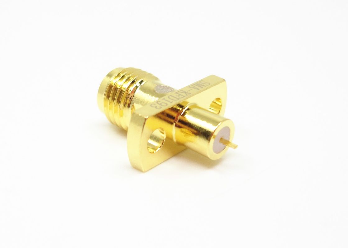 Gold Plated Brass 2 Holes Flange Mount Straight RF Coaxial Jack ...