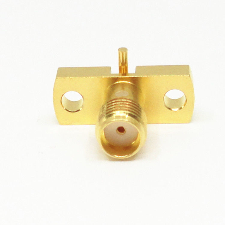 Radius Right Angle Pin SMA 2 Holes Flange Connector 50 Ohm