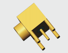 Right Angle SMP Male Connector for PCB, 40GHz, Limited Detent