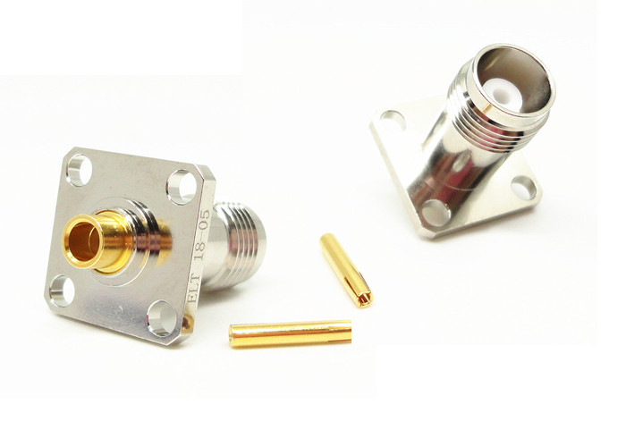 Female TNC Bulkhead Connector 4 Holes Flange Mount RF Solder Connector