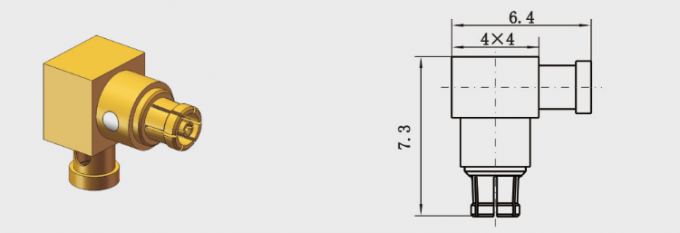 50Ohm Female Right Angle SMPM RF Connector Gold Plated Coaxial Mini SMP ...