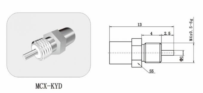 50Ohm Straight MCX RF Connector Concise Structure With Gold Plated Plating