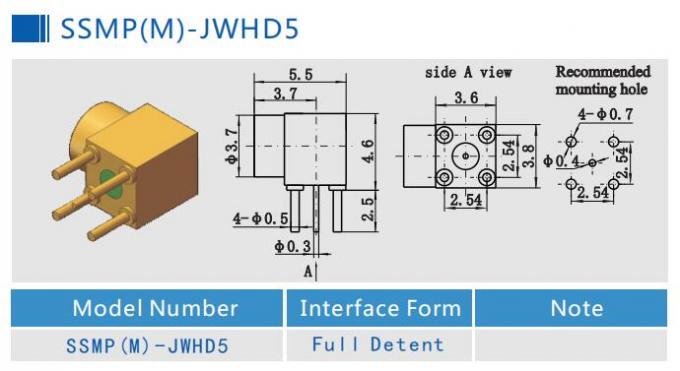 SMPM Male Plug Right Angle RF Connector Brass Material ROHS Certification