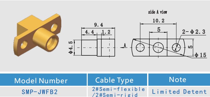 Right Angle Female SMP RF Connector 2 Holes Flange Mount SMP-JWFB2 CE