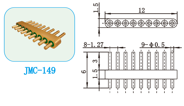 9 Pins 0.5mm Hermetically Sealed Connectors / Multi Pin Rf Connector ...