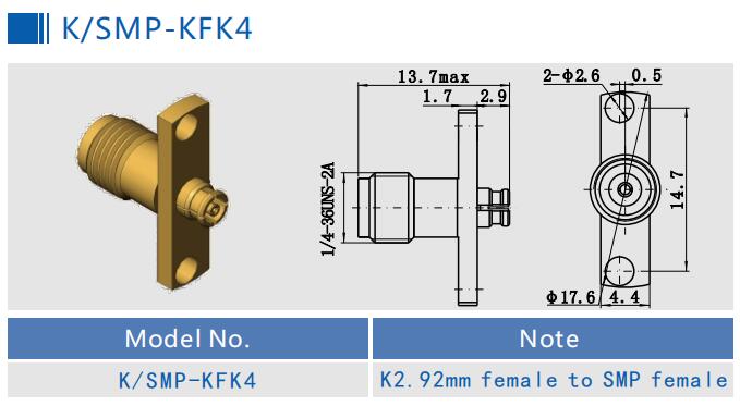 Stainless Steel RF Connector Adapter K Female to SMP Female Straight Type
