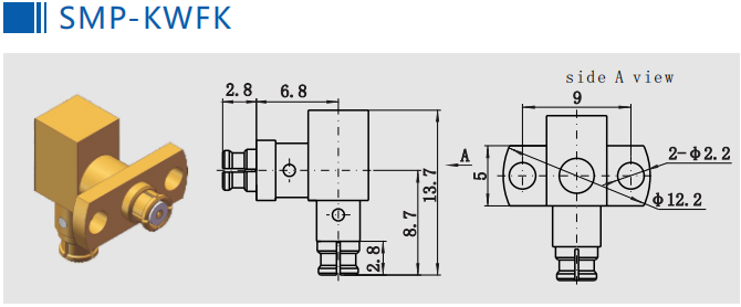 Gold Plated RF Cable Adapters SMP Female Bullet Spring Loaded Straight ...
