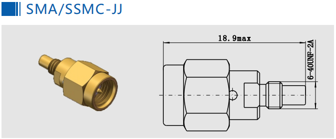Gold Plated Straight SMA Female to SSMC Male RF Adapter 50Ohm Impedance
