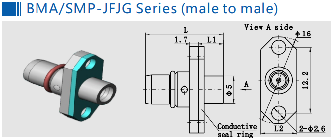 Between Series 2 Holes Flange SMP to SMA RF Adapter