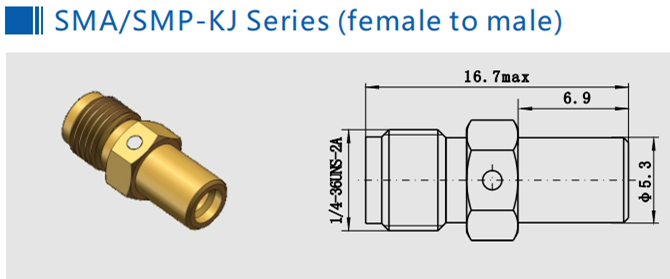 SMA Female Jack to SMP Male Plug 50Ω RF Coaxial Adapter 30GHz