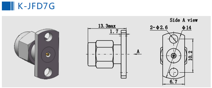 50Ohm Stainless Steel 2.92mm Type K Male RF Coaxial Connector