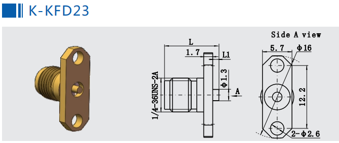 MMW Millimeter Wave SMK 4 Holes 2.92mm RF Connector