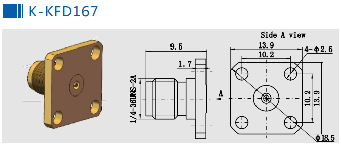 MMW Millimeter Wave SMK 4 Holes 2.92mm RF Connector