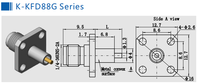 50Ohm Stainless Steel RF Coaxial Connector Straight Type K 2.92mm