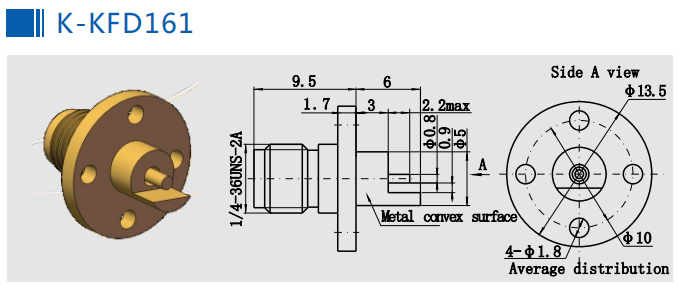 2.92mm RF Connector Microstrip Series Female K Type 50Ohm