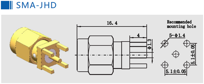 Nickel Plated SMA Female Connector DC 18GHz Frequency 500 Cycles Durability