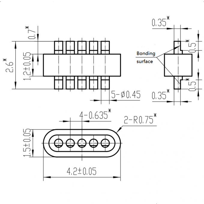 5 Pins Gold Plated Glass To Metal Seal Connectors DC Hermetic Wire ...