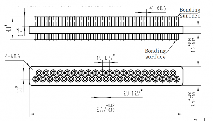 Gold Plated 41 Pins Hermetically Sealed Connectors With Bonding Surface