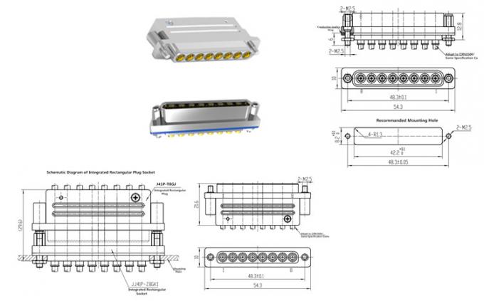 SMA/SMP RF Integrated Rectangular Connector For Cable