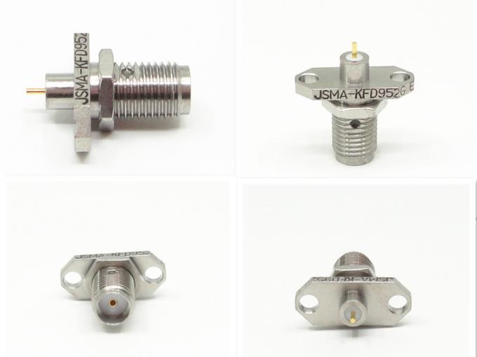 Passivated SUS SMA RF Connector Straight 2 Holes Flange Mount Female ...
