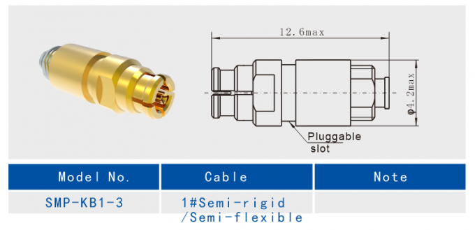 Semi Rigid/Flexible Cable Female SMP RF Connector 0.29mm Inner Conductor