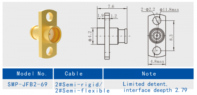 DC 40GHz SMP Female Connector for 2# Semi Rigid/Flexible Cable