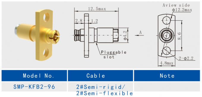 SMP Female Connector for Semi Rigid/Flexible Cable Inner Conductor 0.51mm