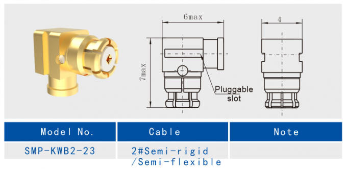 SMP Female Right Angle 2 Holes Flange Connector for 2# Semi Rigid ...