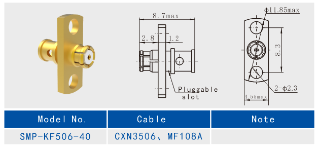 Customized SMP Female Connector for CXN3506/MF108A Cable Inner ...