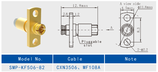 Customized SMP Female Connector for CXN3506/MF108A Cable Inner ...