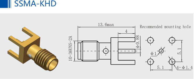 SSMA Female Bulkhead PCB Mount RF Coaxial Connector for Automotive ...