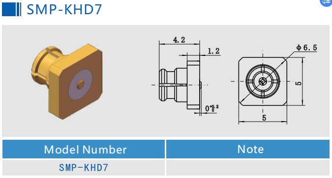 SMP-KHD9 Female Coaxial SMP RF Connector With Microstrip For PCB Mount