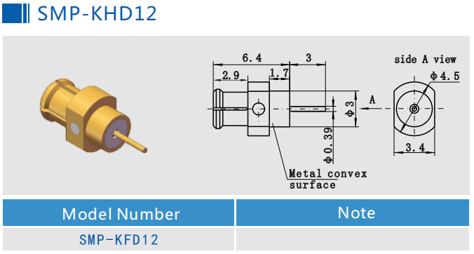 SMP-KHD9 Female Coaxial SMP RF Connector With Microstrip For PCB Mount
