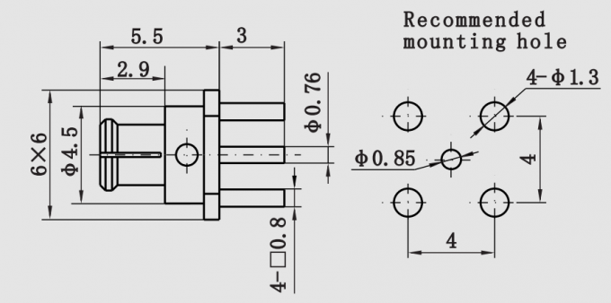 SMP-KHD9 Female Coaxial SMP RF Connector With Microstrip For PCB Mount