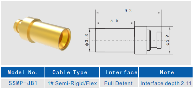 SSMP Female RF Connector for CXN3657 / MF151A Cable Full Detent