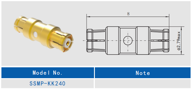 Mini SMP Bullet RF Adapter Connector Female to Mini SMP Female Straight
