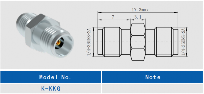 Male to Female RF Adapter K2.92mm Stainless Steel Material Connector