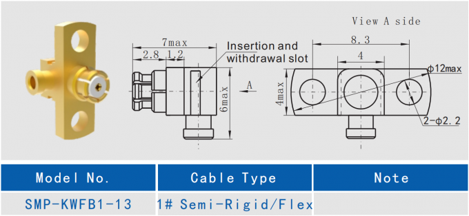 SMP Female Gold Right Angle RF Connector for Semi Rigid/Flex Cable ...