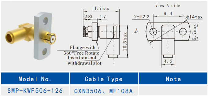 Customized SMP Female Right Angle Connector for CXN3506/MF108A Cable