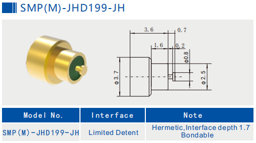 SMP Hermetically Sealed Male Right Angle Smooth Bore RF Connector