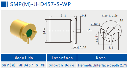 Depth 2.79 Male SMP RF Connector Airtight Hermetic Limited Detent Interface