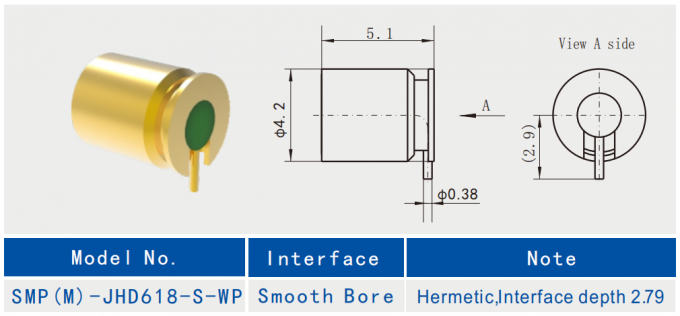 SMP Male Right Angle Pin Smooth Bore Hermetic Interface Depth 2.79