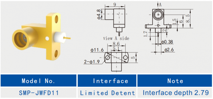 SMP Male 2-hole Flange Micro-strip Right Angle RF Connector