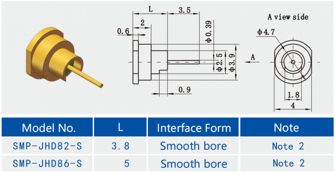 Construction SMP Male RF Connector With Long Microstrip Plug Smooth ...