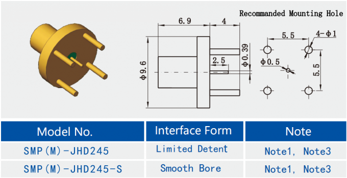 SMP Hermetically Sealed Male RF Plug For PCB Mount Superior ...