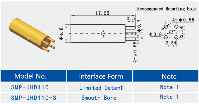 SMP Series Male PCB Mount RF Connector Limited Detent For Ultimate ...