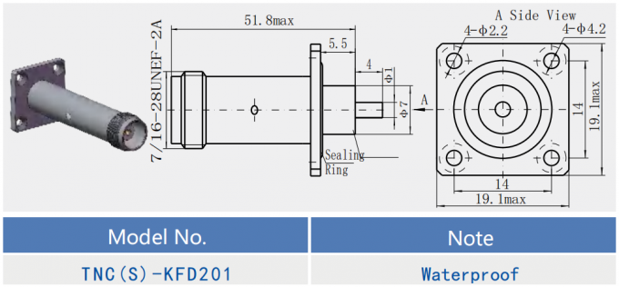 TNC Female Waterproof 4 Hole Flange PCB Mount RF Connector Excellent ...